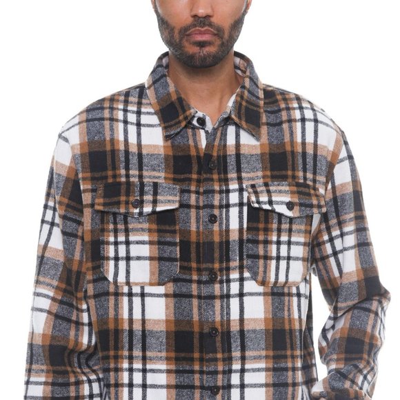 Shirts | Mens Khaki Checkered Soft Flannel Shacket | Poshmark